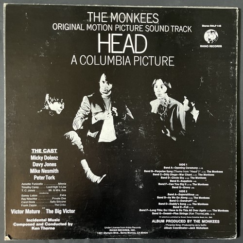 The Monkees~Head~Rhino Records Reissue~Psychedelic~Soundtrack~Psych ...