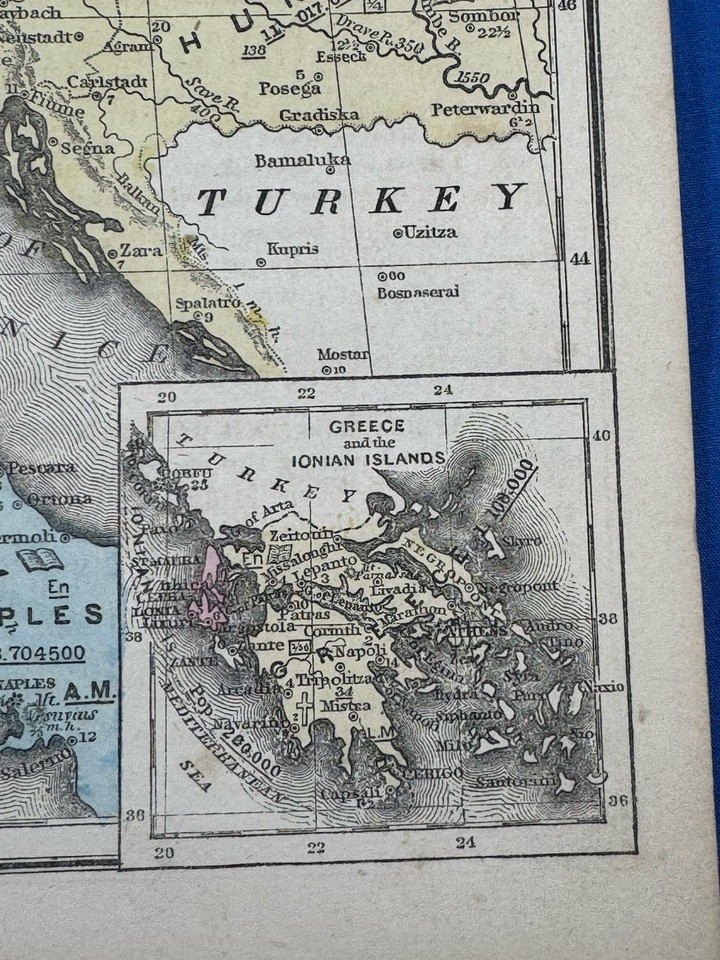 1853 Central Europe Colored Map, Daniel Burgess, Schooners, Prussia ...