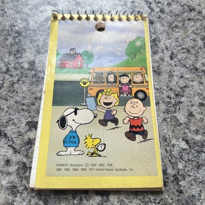 1971 Peanuts Snoopy Note Pad Spiral Lined Memo Pad | eBay