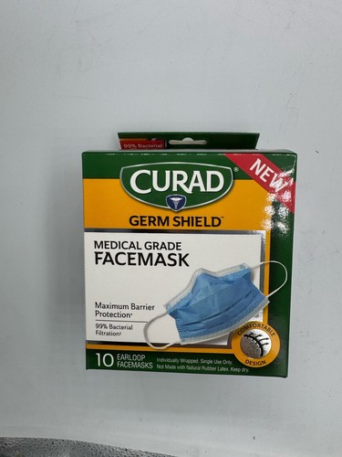 Qty. 240 CURAD CUR812S Germ Shield Face Masks 24 Boxes, 10 Masks/box ...