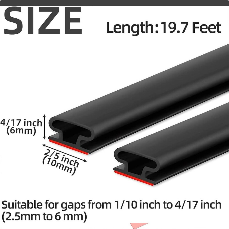 6m D-Shape Rubber Weather Seal Strip Draught Excluder for Door Frame ...