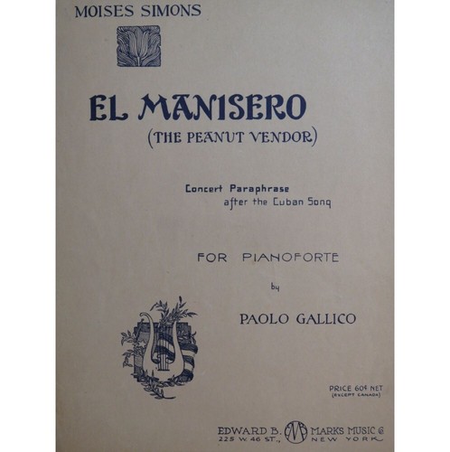 GALLICO Paolo El Manisero Cuban Song Moises Simons Piano 1930 | eBay