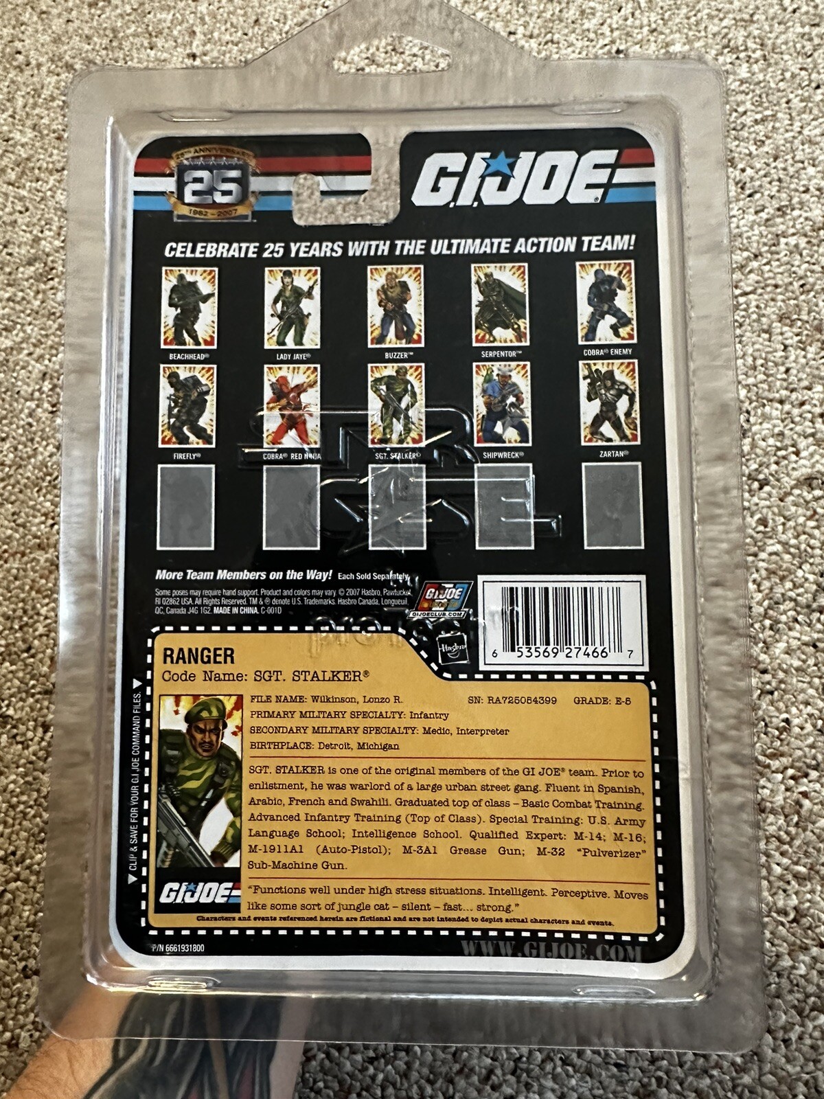 G.I. Joe, Ranger Sgt. Stalker, 25th Anniversary , 2007 FOIL CARD NEW ON ...