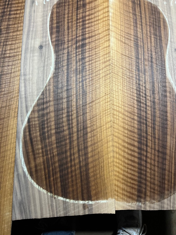 AAAA super fiddleback figured walnut tonewood guitar luthier set back ...