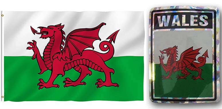 Wholesale Combo Set Wales Welsh Country 3x5 3’x5’ Flag and 3"x4" Decal ...
