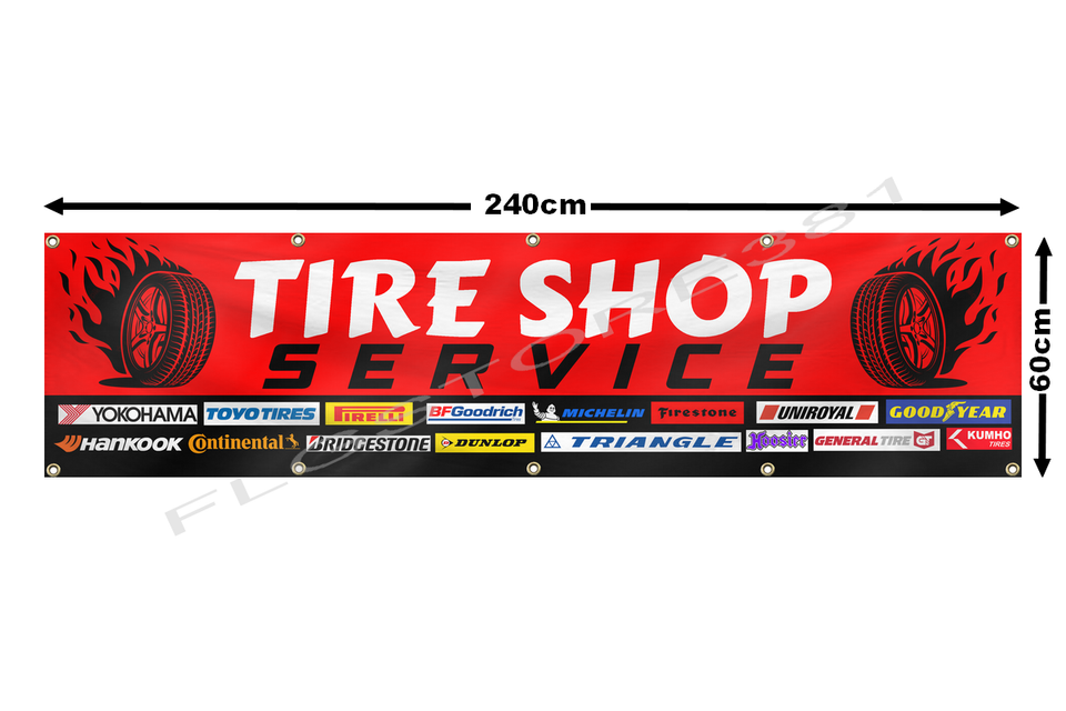 Tire Shop Banner Flag 2X8Ft Michlein Pirelli Hoosier Vulcanizing Shop ...