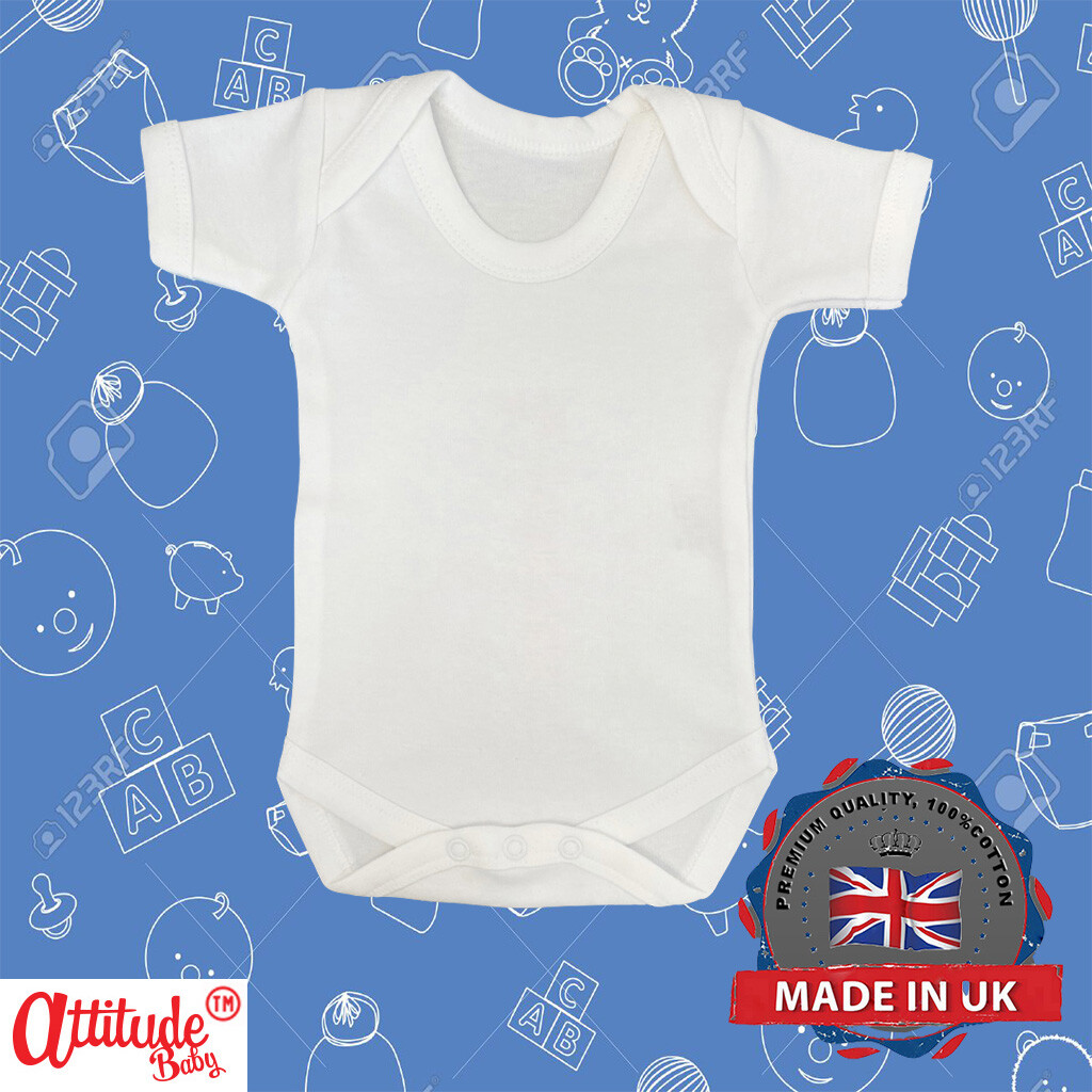 Baby Grows-Plain White Baby Bodysuit-White Baby Grow-100 % Cotton-Baby ...