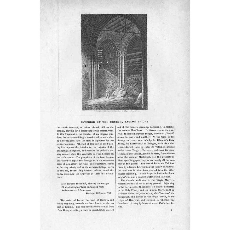 LATTON PRIORY CHURCH Essex - 2x Antique Engraved Prints 1817 | eBay UK