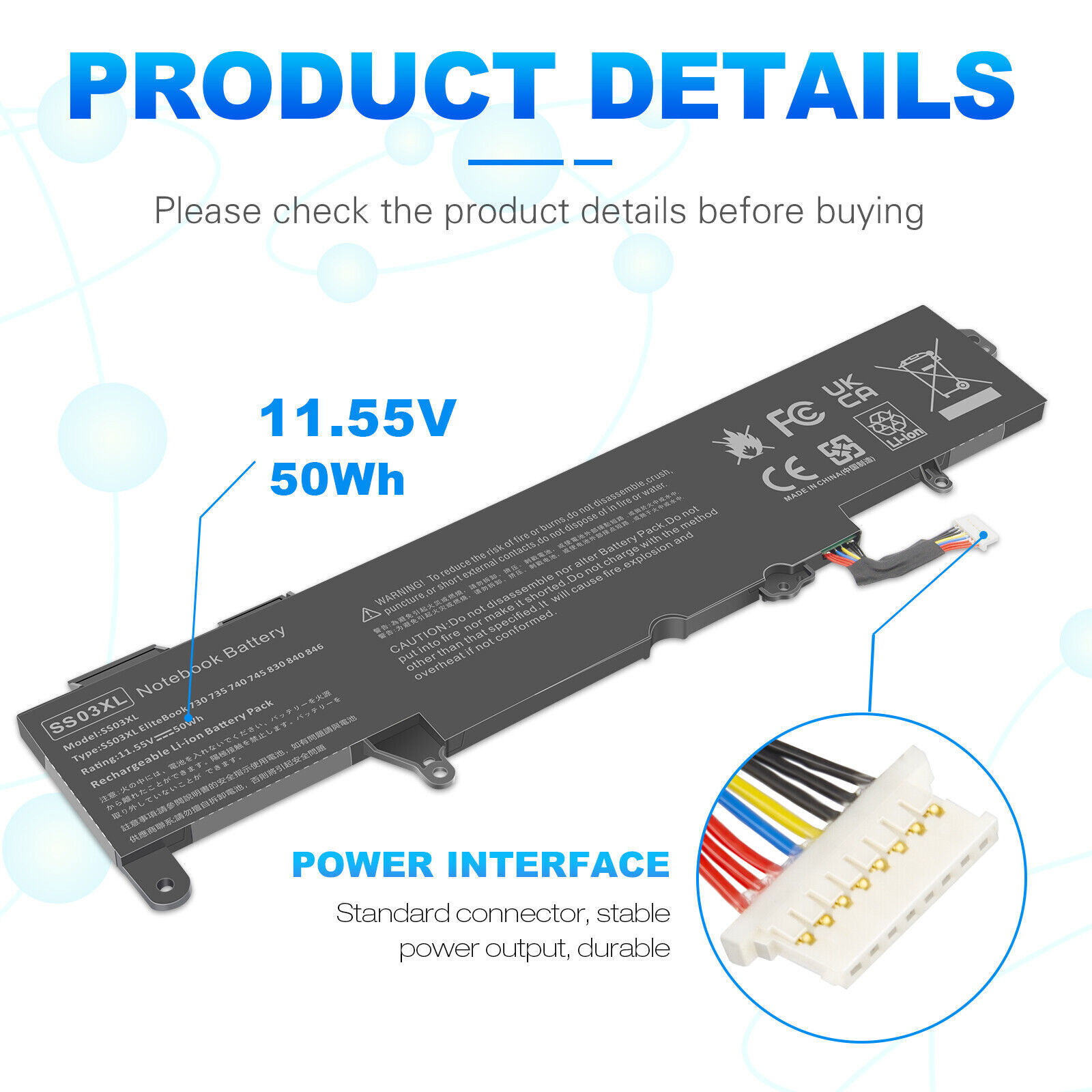 SS03XL Battery For HP EliteBook G5 G6 735 745 830 840 852 932823-421 ...