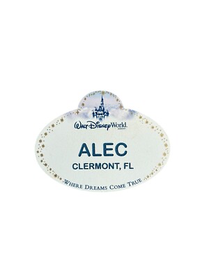 Disney Parks Cast Member Name Costume Tag Where Dreams Come True “Alec ...