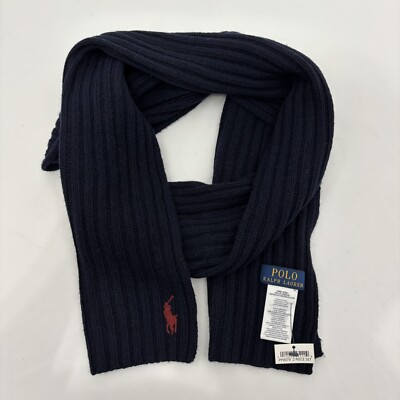 New ralph lauren polo scarf Mens Womens Navy Blue Uni Lambswool | eBay