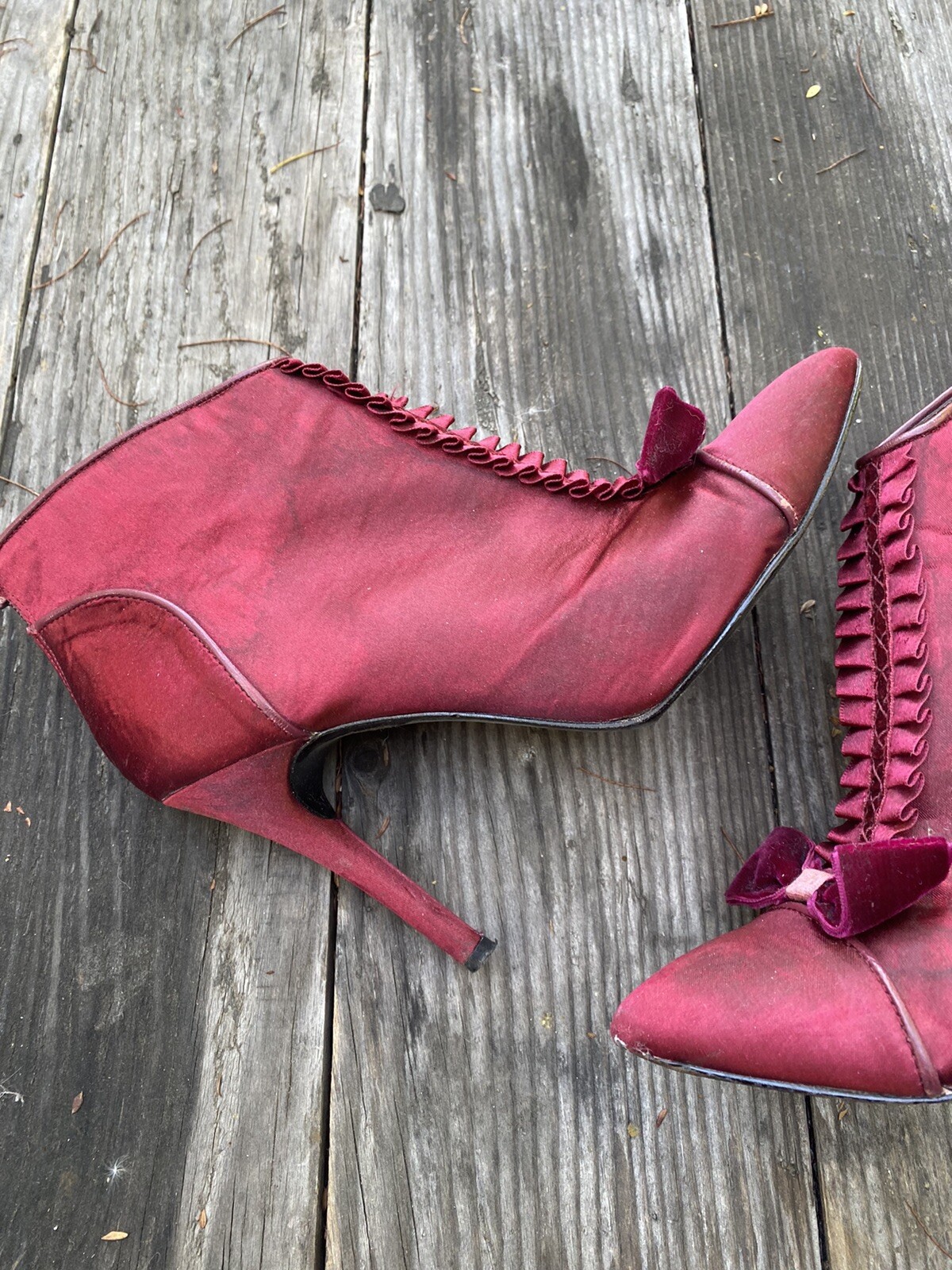 Vintage Y2K Satin Velvet Heels Boots Burlesque Victorian Bridgerton ...