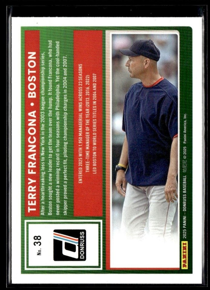 2025 Donruss Statue of Liberty Terry Francona Boston Red Sox #38 | eBay