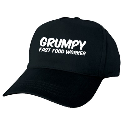 Work Hat with GRUMPY FAST FOOD WORKER CAP Print – Custom Text Option ...