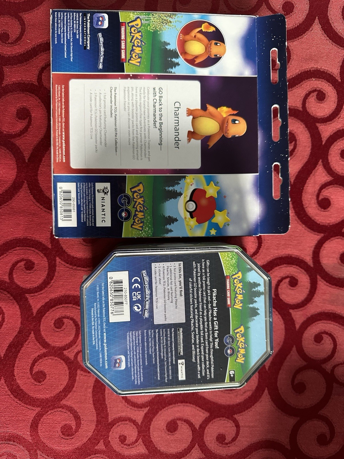 TCG Pokemon GO Charmander Pin Collection Box Pikachu TIN Lot OF 2 New ...