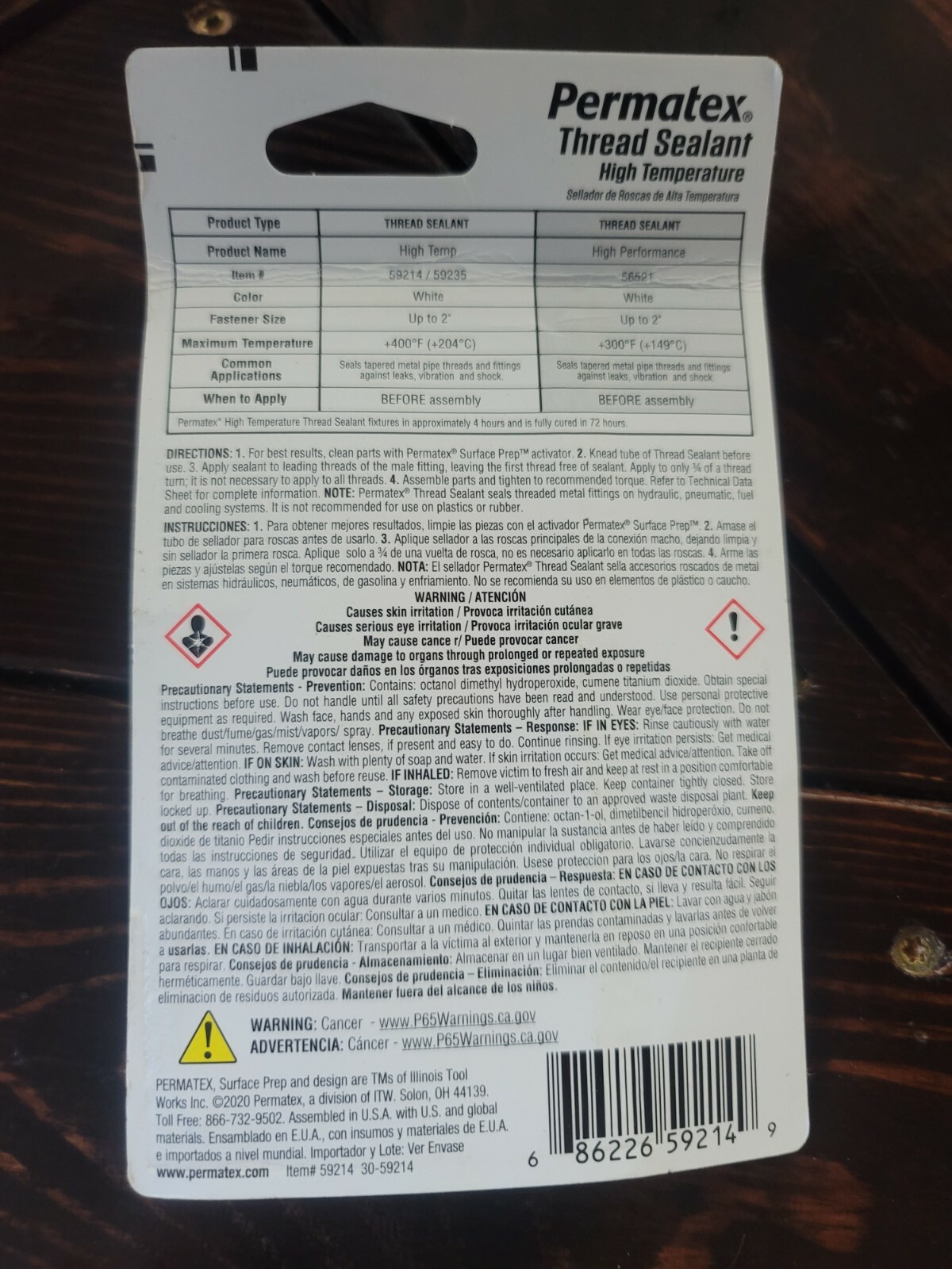 Permatex Thread Sealant, High Temperature, (59214), 6mL | eBay