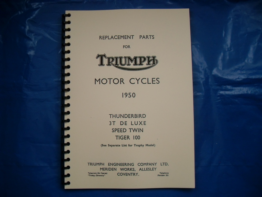 TRIUMPH PRE-UNIT PARTS BOOK FOR 1950 6T,5T,3T,T100 | eBay