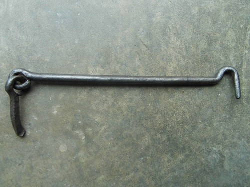 Ancien crochet 29 cm fer forgé pour porte volet grille,ferrure serrure ...