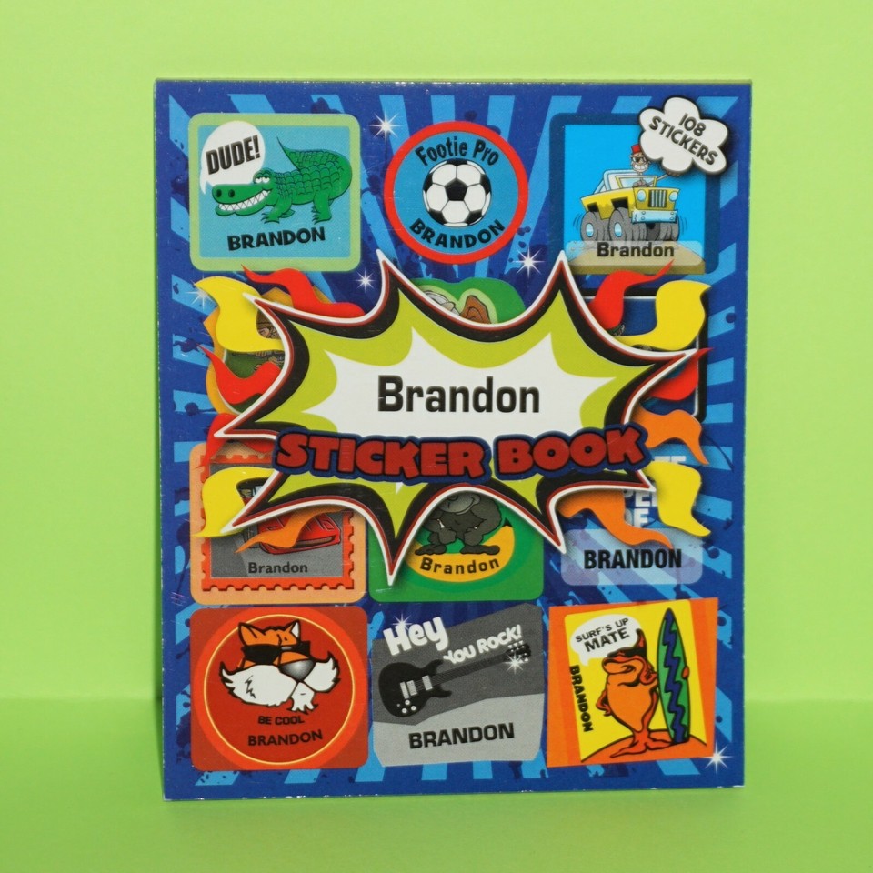 Stick N Mix Sticker Book Personalized Choose Name Boy Girls Fun & Funky ...