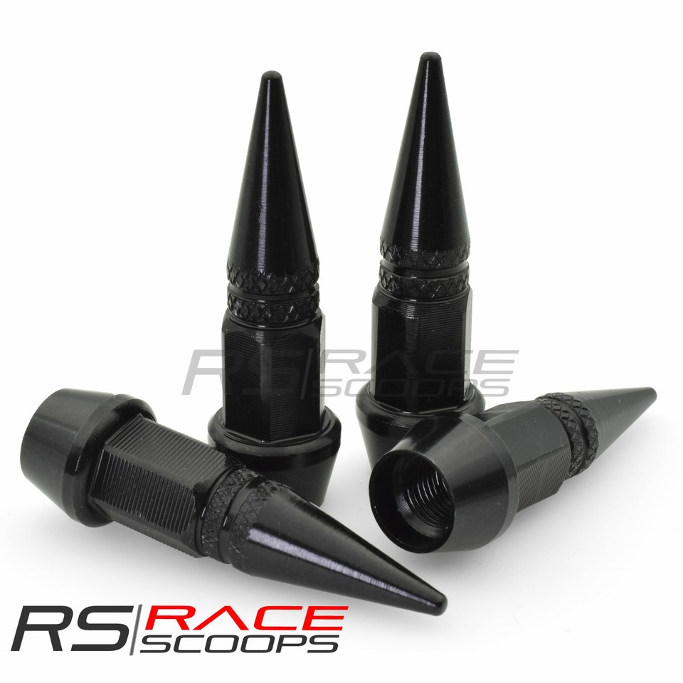 4 Aluminum Spike Valve Stem Caps Wheel Tire Air Cap Black - US SELLER ...