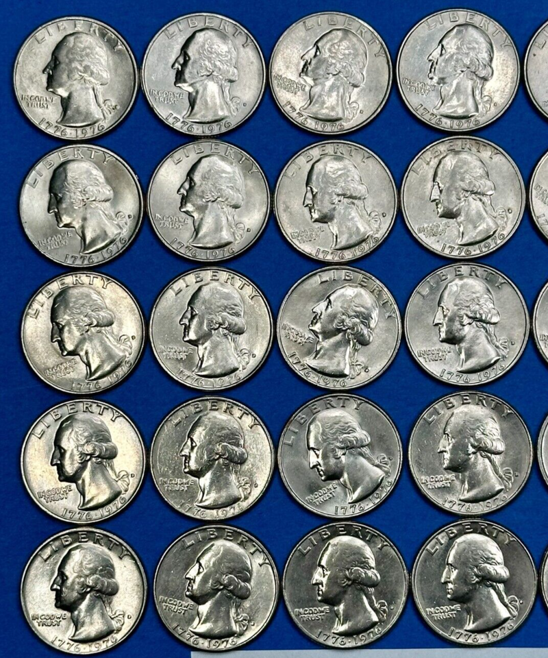 1976-D Bicentennial Drummer Boy Quarters Roll Lot of 40 EXTRA FINE ...
