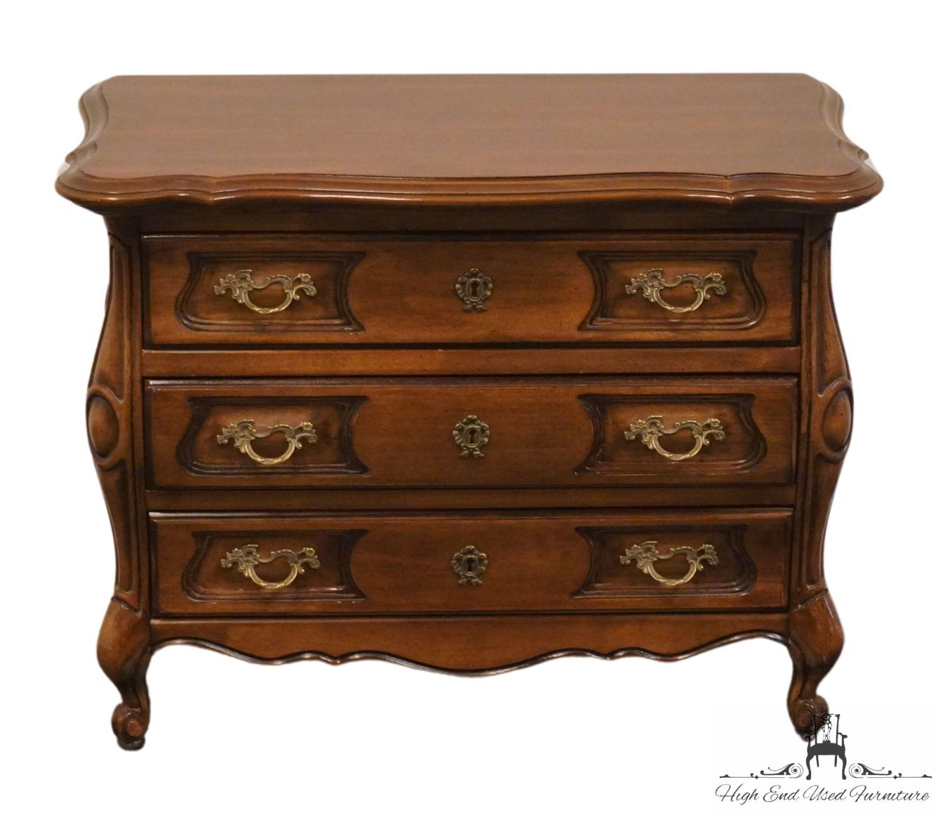 BRANDT FURNITURE Italian Provincial Style 26" Bombe Three Drawer Chest ...