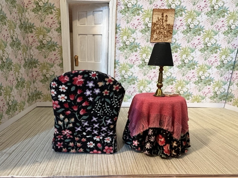 Half Inch Scale Chaise And Skirted Table Set Signed D Anne Ruff | eBay