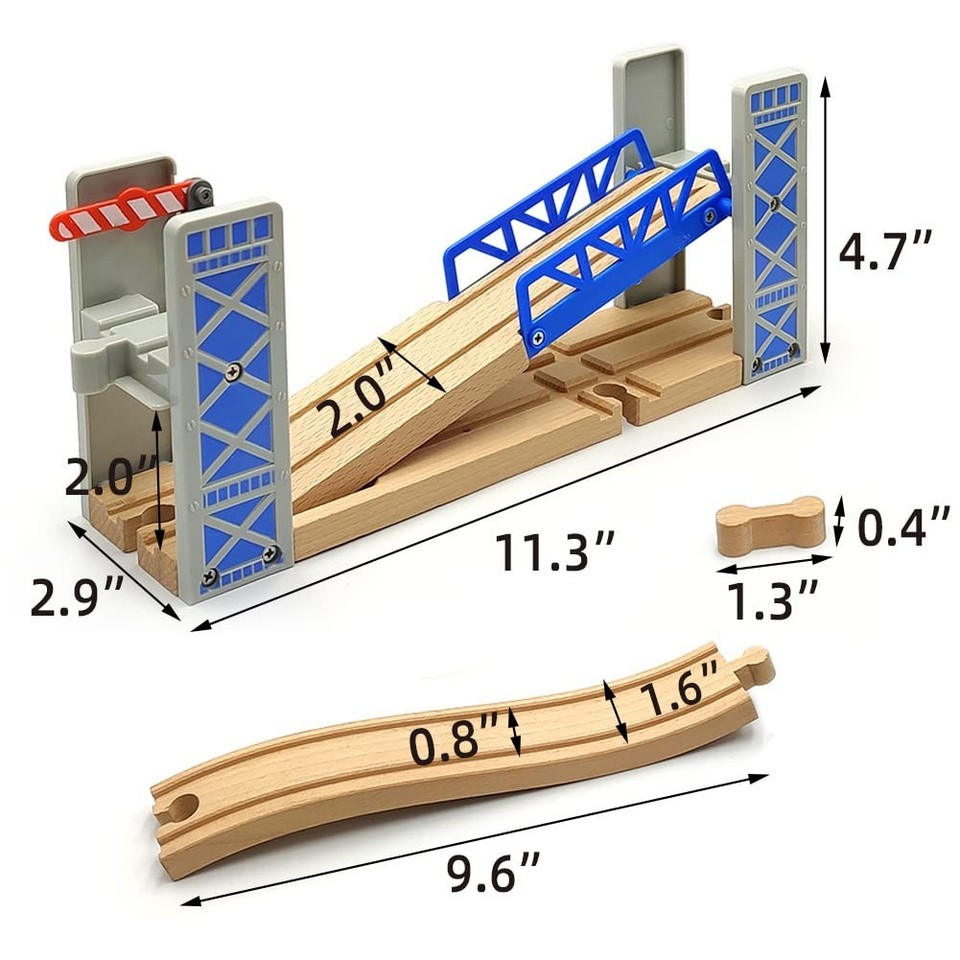 Lift Bridge Wooden Crane Toy Set with Train Cars - Compatible with ...