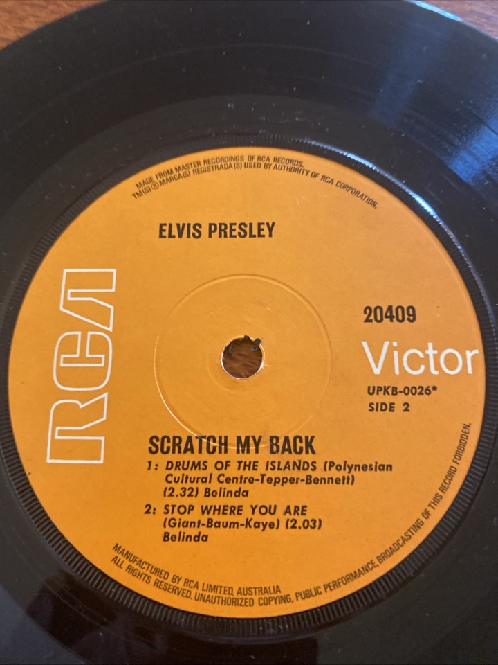 Elvis Presley - Elvis Sings Scratch My Back 7" Vinyl Single EP 45rpm ...