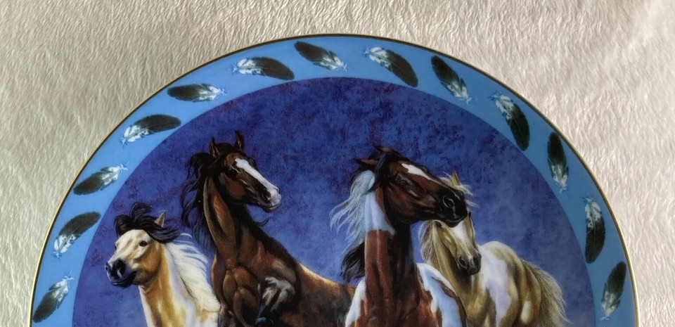 THE FOUR WINDS Plate Spirited Visions Diana Beach Horses Native ...
