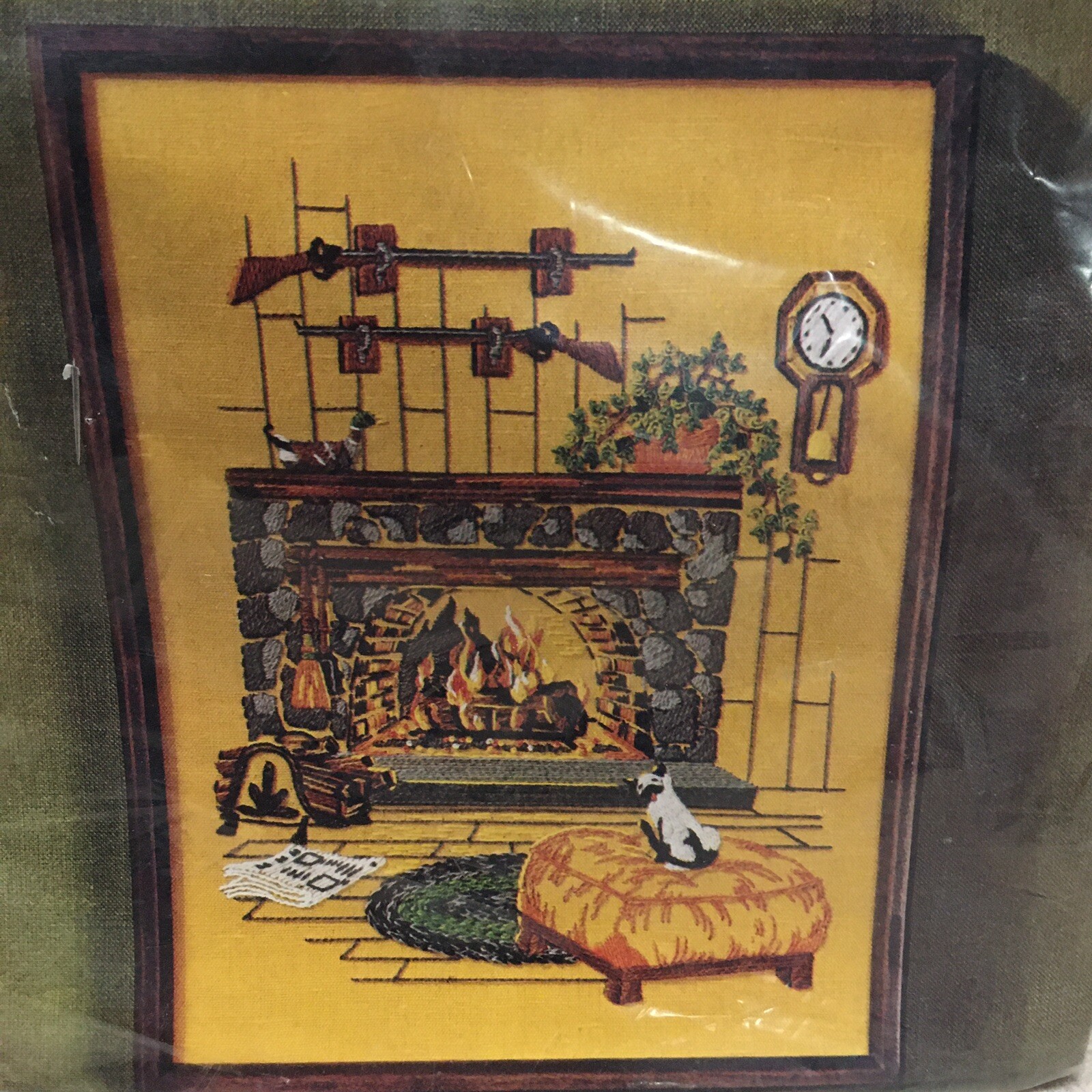 Golden Bee Stitchery "FIREPLACE" Embroidery Kit #508 Cat Rifle NOS ...
