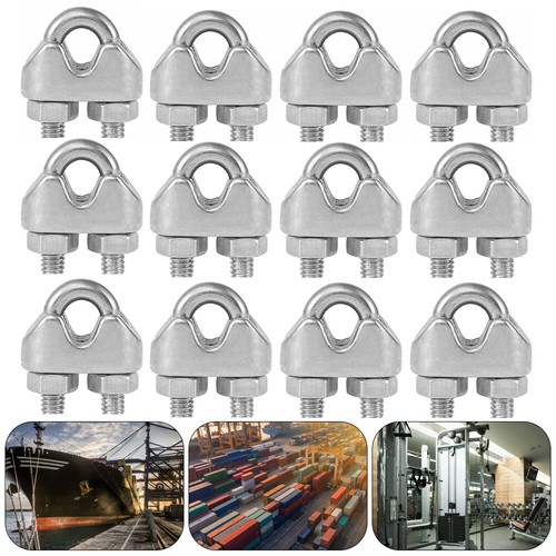 12PCS Wire Rope Grips Fitting Cable Cord Tie Clamps U Bolts Heavy Duty ...
