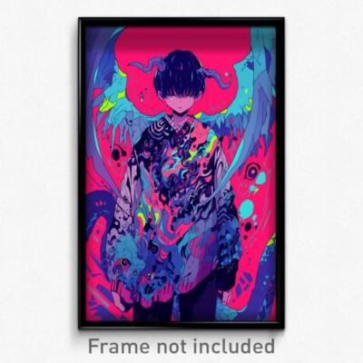 Anime Art Poster - Boy Feeling Demoralized Wearing Wavy Dragon Wings ...