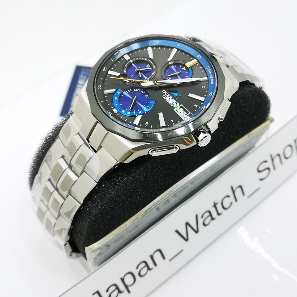 CASIO OCEANUS Manta OCW-S5000E-1AJF Black Blue Solar Radio Men Watch ...