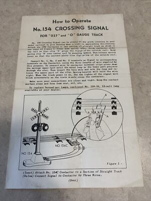 Postwar Lionel 154 Crossing Signal Instruction Sheet C7 | eBay