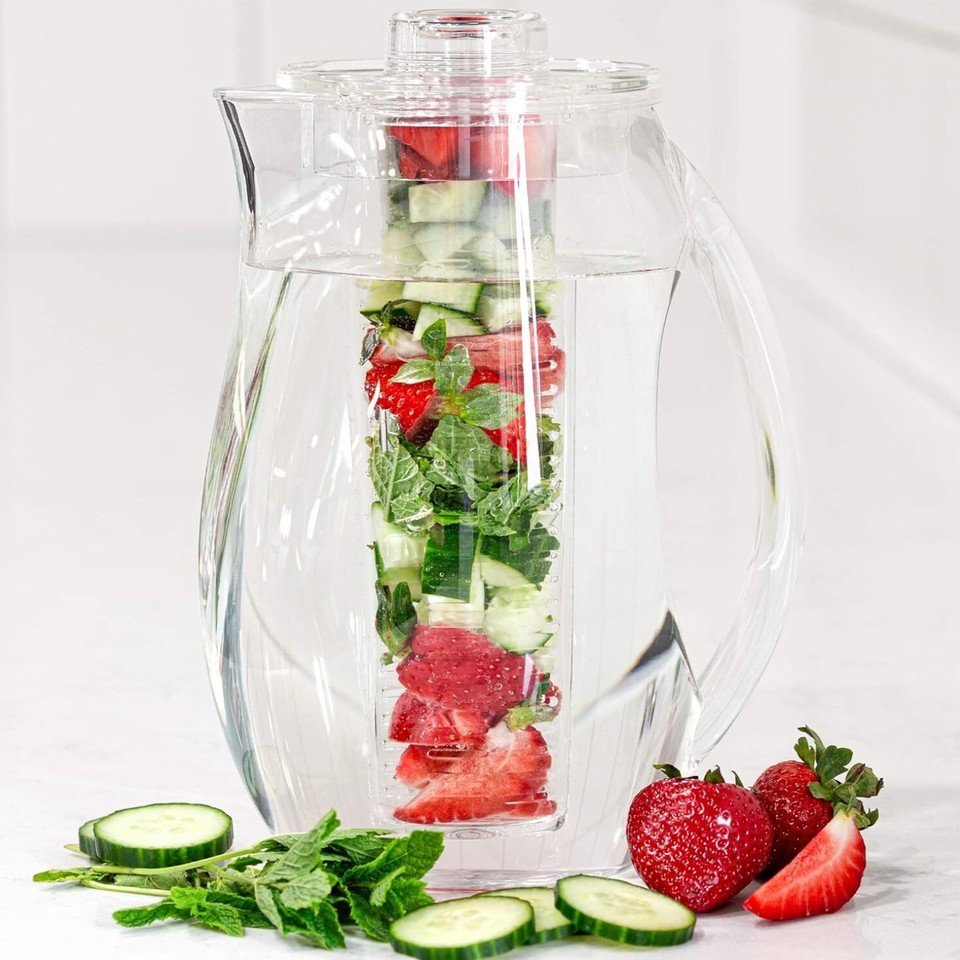 Fruit Infusion Pitcher Jug 2L Acrylic with Removable Tube Clear ...
