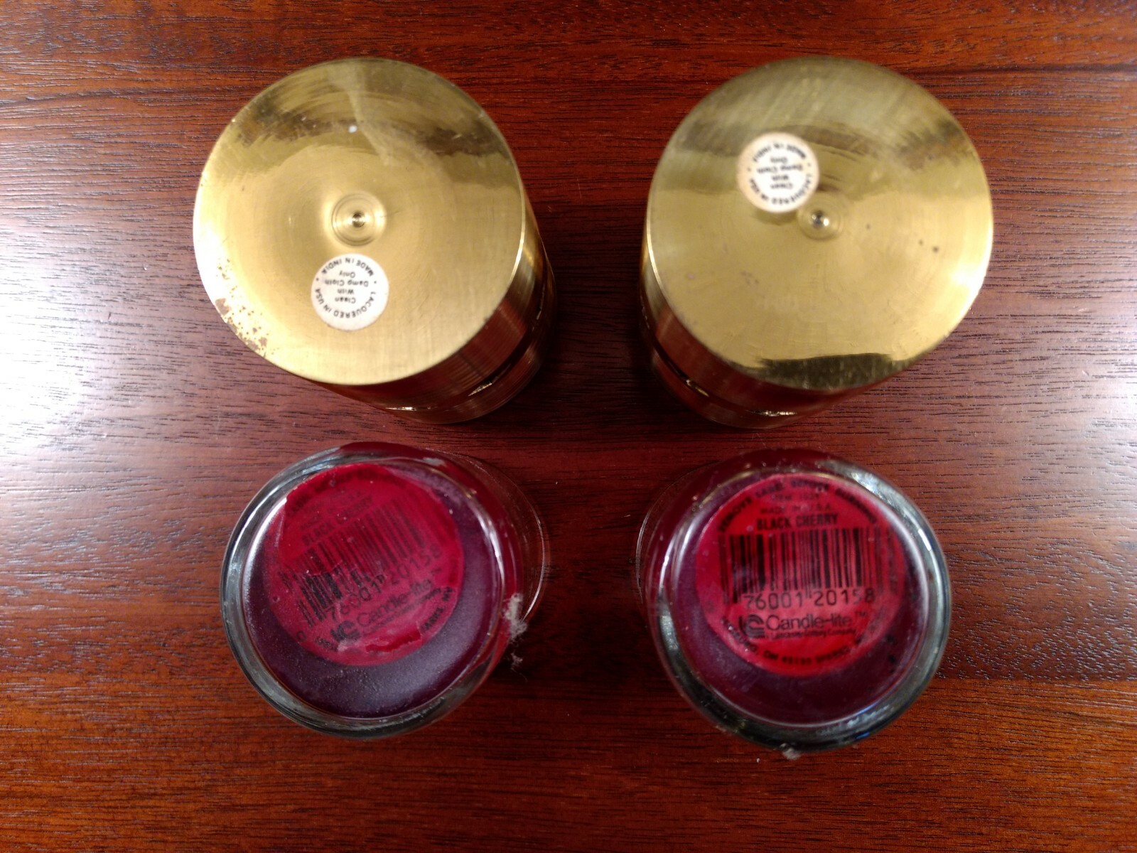 Vintage Brass Votive Candle Holders Pair Glass Inserts Art Deco Diamond ...