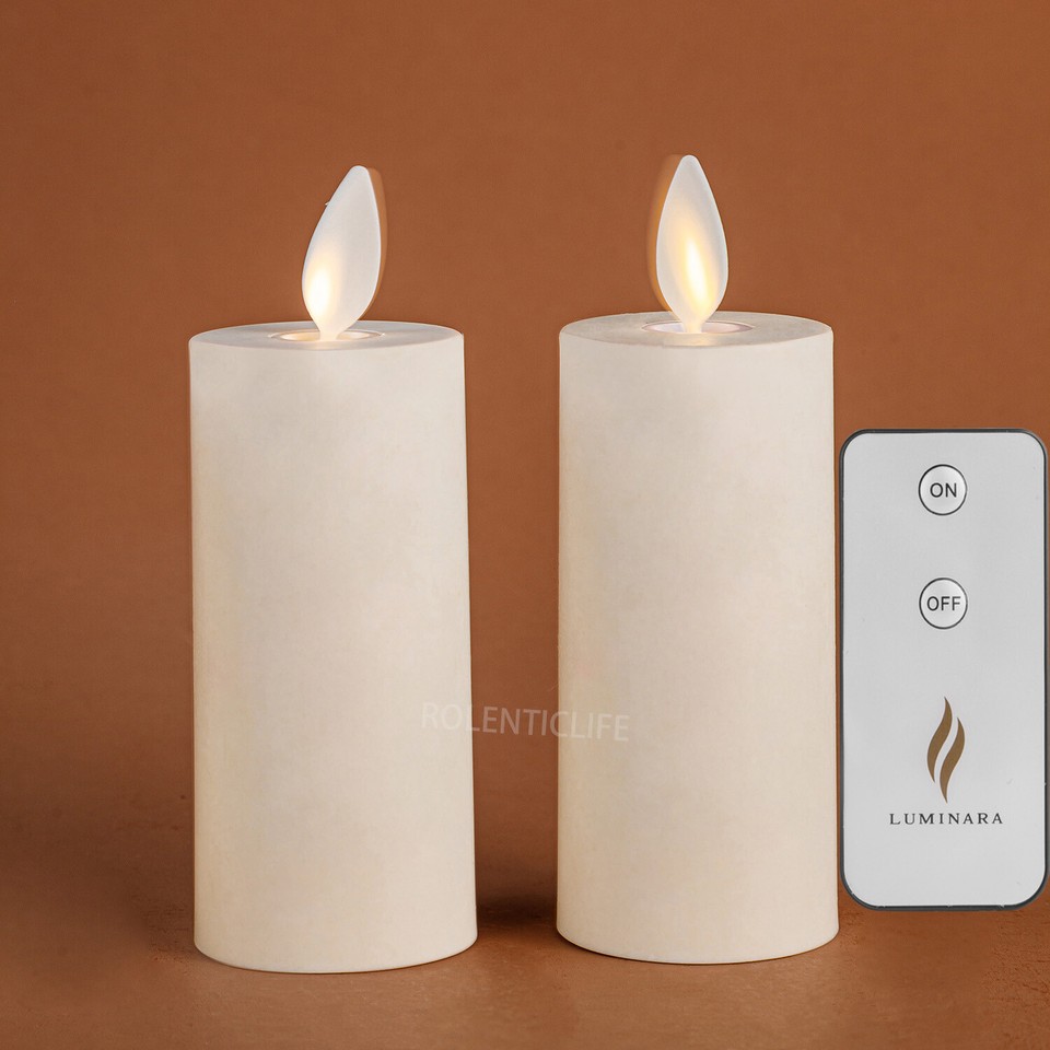 Luminara Flameless Battery Votive Candles with Remote Moving Wick Ivory ...