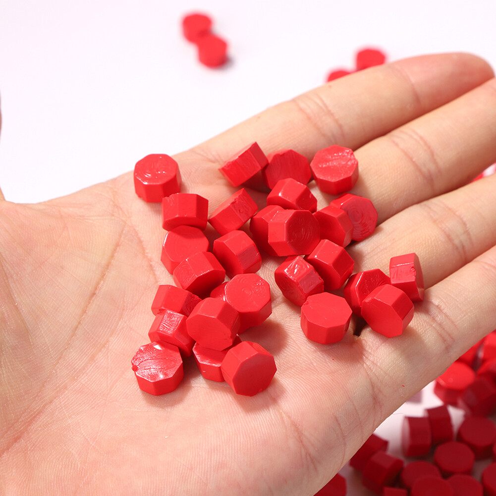 100pcs Octagon Red Seal Wax Beads Stamp Beaded for Letter (Water Red ...