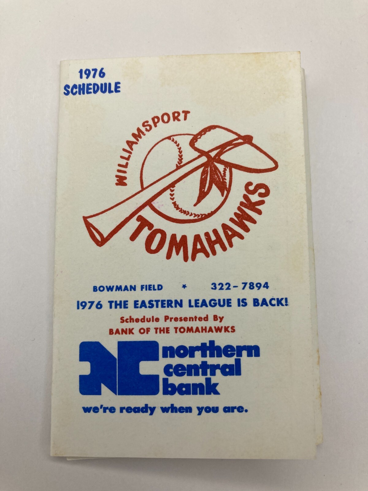 VTG Williamsport Tomahawks Pocket Schedule 1976 MiLB Cleveland Indians | eBay