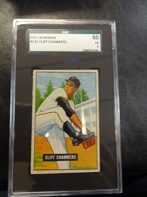 1951 Bowman Baseball Cliff Chambers Pittsburgh Pirates Card #131 SGC 5 ...