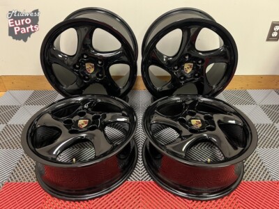 OEM 18" Porsche 993 996 911 Turbo Twist Wheels Rims Narrow Body Black ...