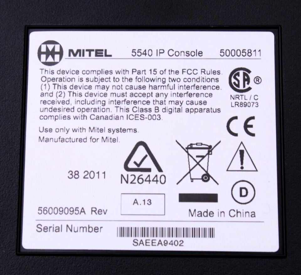 Mitel 5540 50005811 Backlit Tilt Display IP Phone Console Grade A w ...