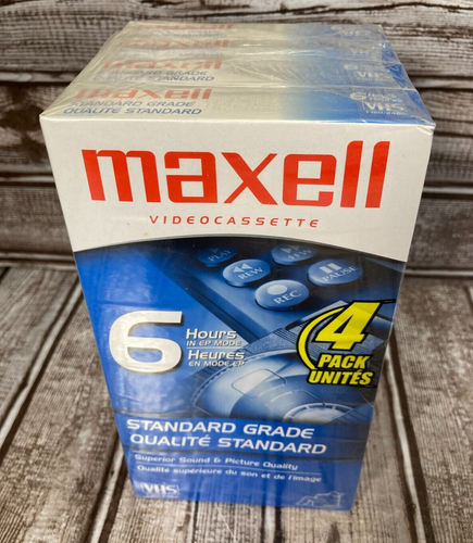 MAXELL 6 Hours T-120 4 Pack Blank Standard Grade VHS Tapes Brand NEW SEALED 25215214042| eBay