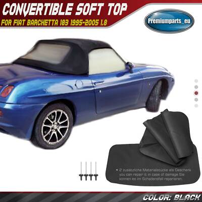 Black Convertible Soft Top for Fiat Barchetta 183 95-05 1.8 with ...