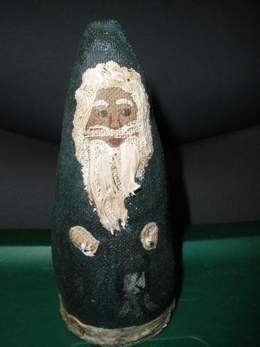 Hand Painted 4.5" Hard Cloth Santa Green & White | eBay