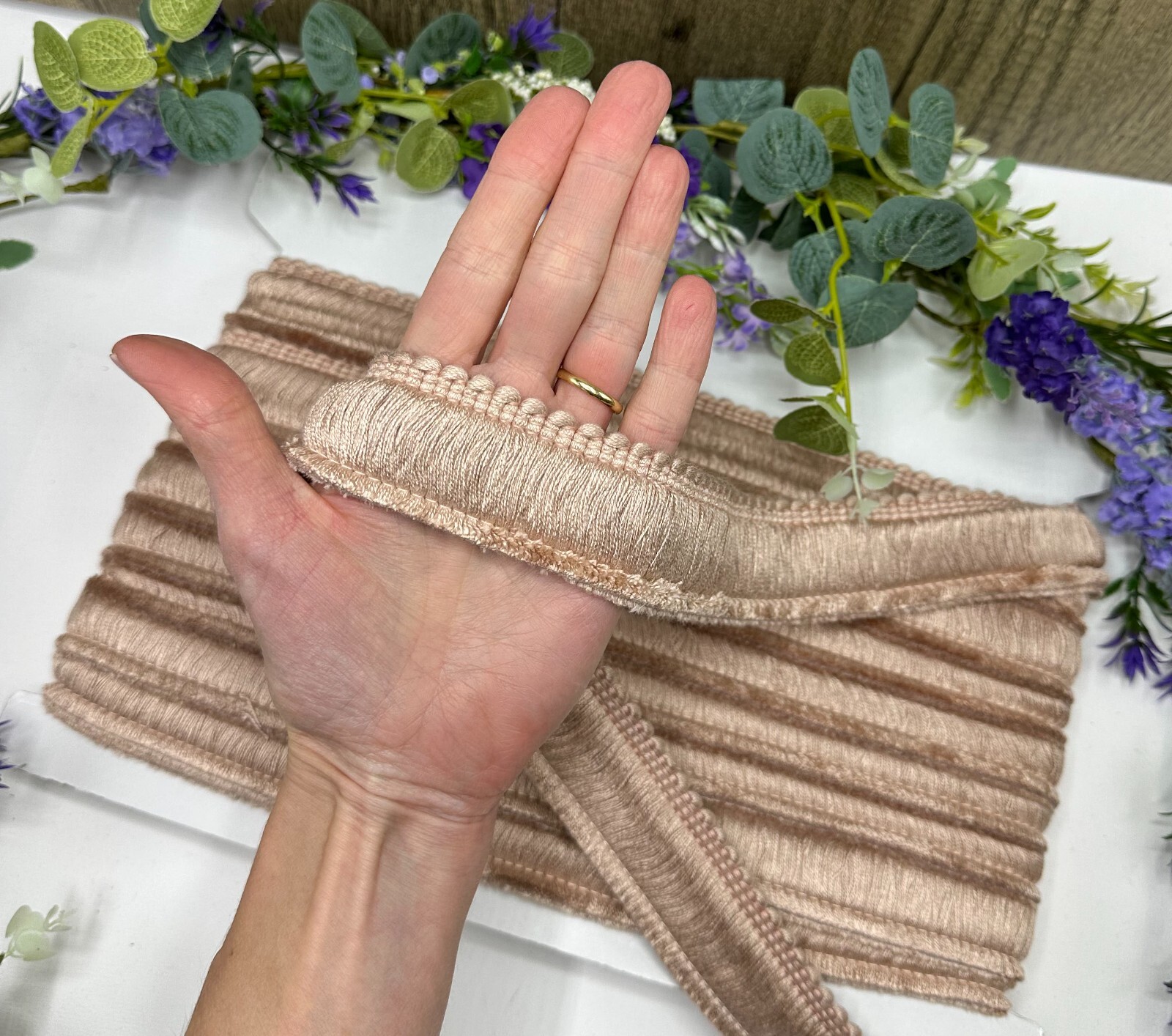 35mm thick brush fringe trim cushion piping black gold navy upholstery ...