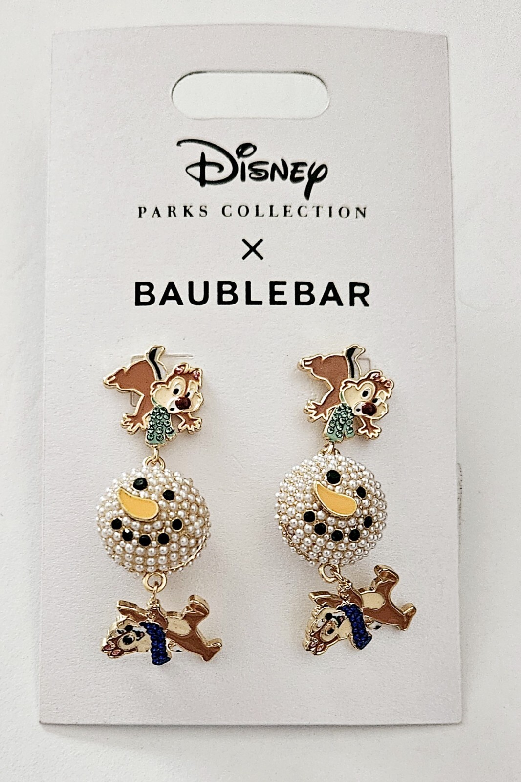 Disney Winter Christmas Snowmen Chip N Dale Dangle Pear Earrings ...
