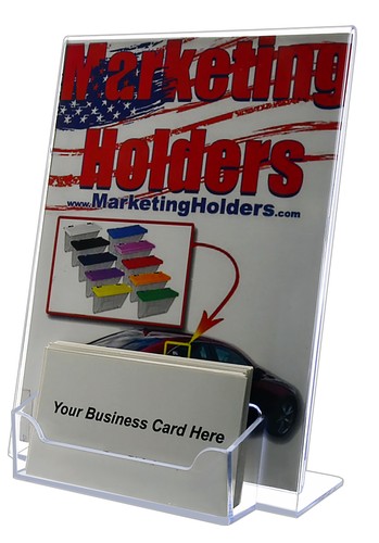 5" x 7" One Piece Mold Slant Back Ad Frame with Business Card Holder ...