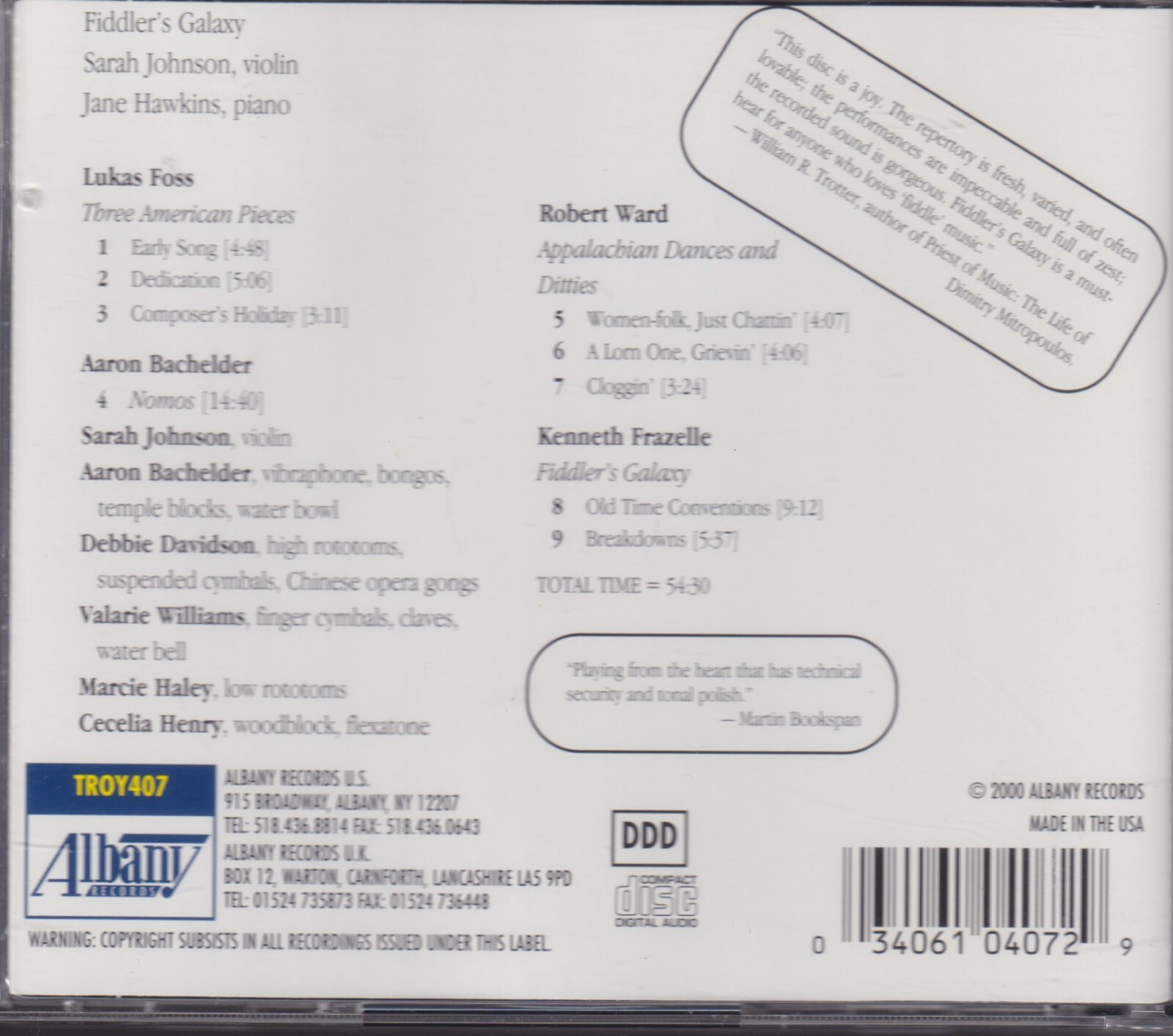 FIDDLER'S GALAXY - SARAH JOHNSON, VIOLIN; JANE HAWKINS, PIANO | eBay